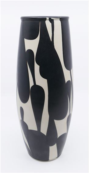 Sam Scott | Sam Scott Black & White Porcelain Vase- 11'' | MutualArt