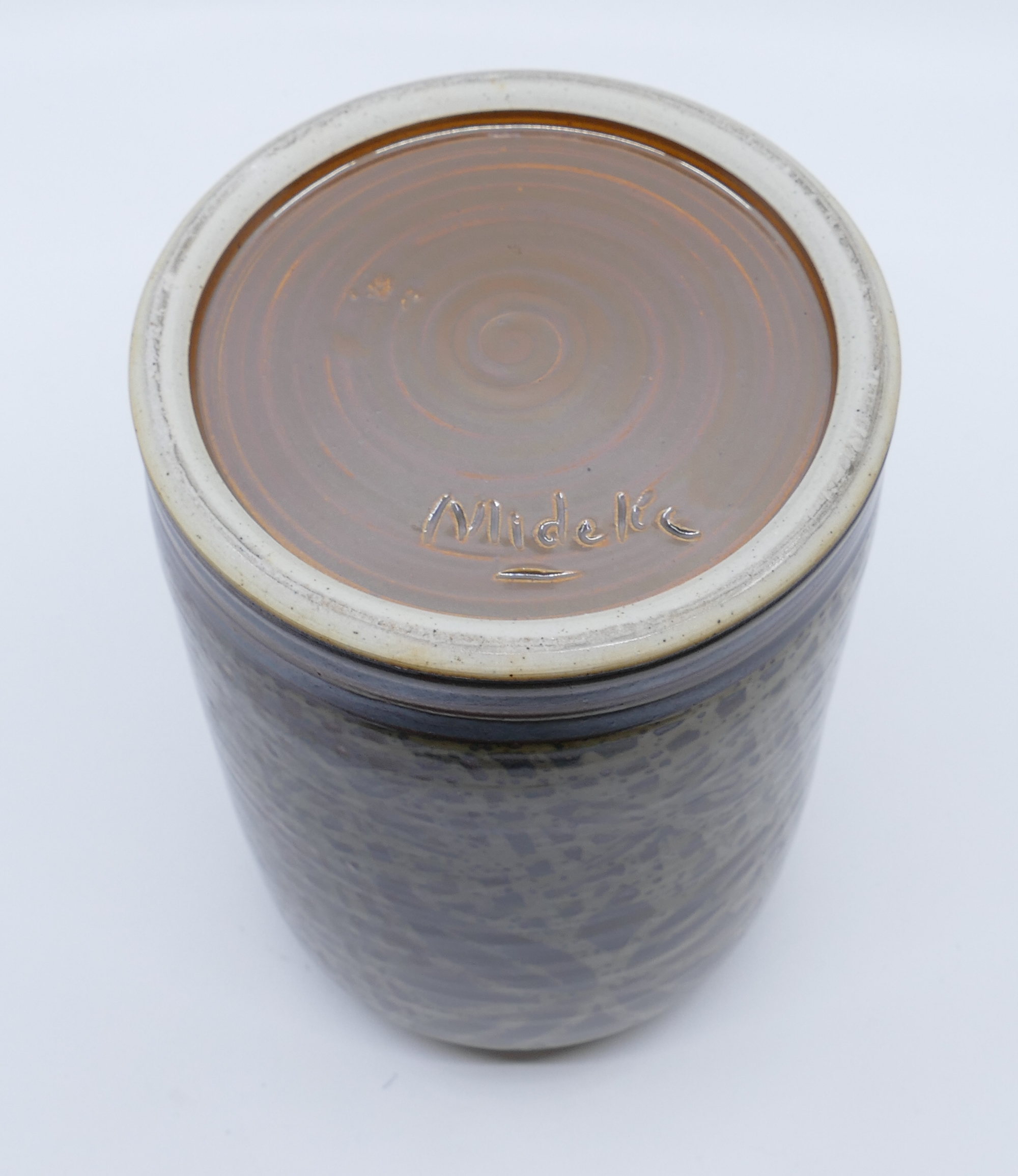 Louis Mideke | Louis Mideke Wax Resist Leaf Cylinder Jar 8'' | MutualArt