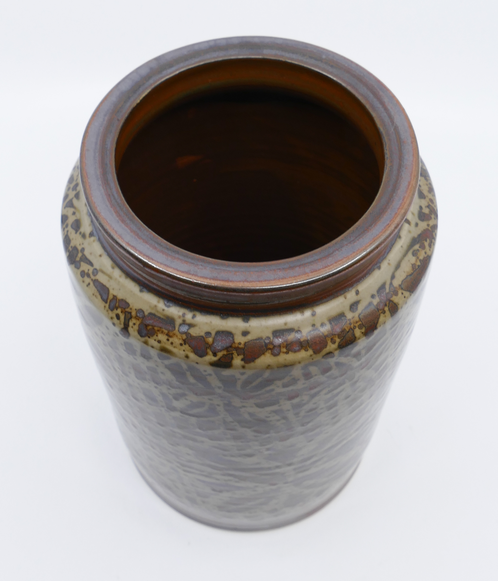 Louis Mideke | Louis Mideke Wax Resist Leaf Cylinder Jar 8'' | MutualArt