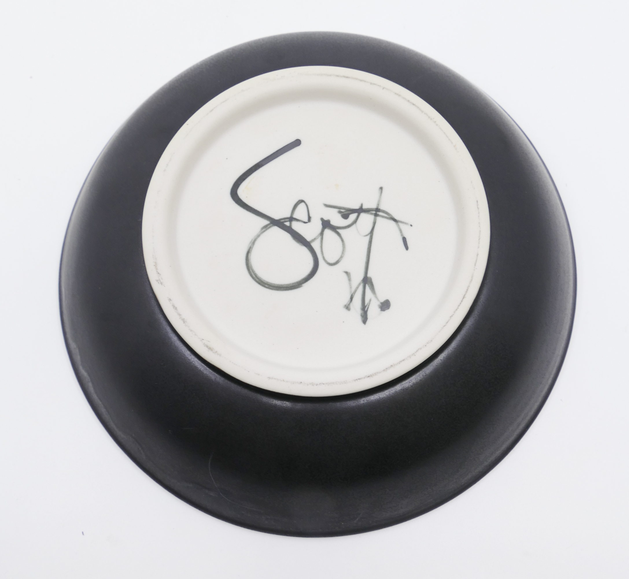 Sam Scott | Sam Scott Black & White Porcelain Shallow Bowl- 9'' | MutualArt