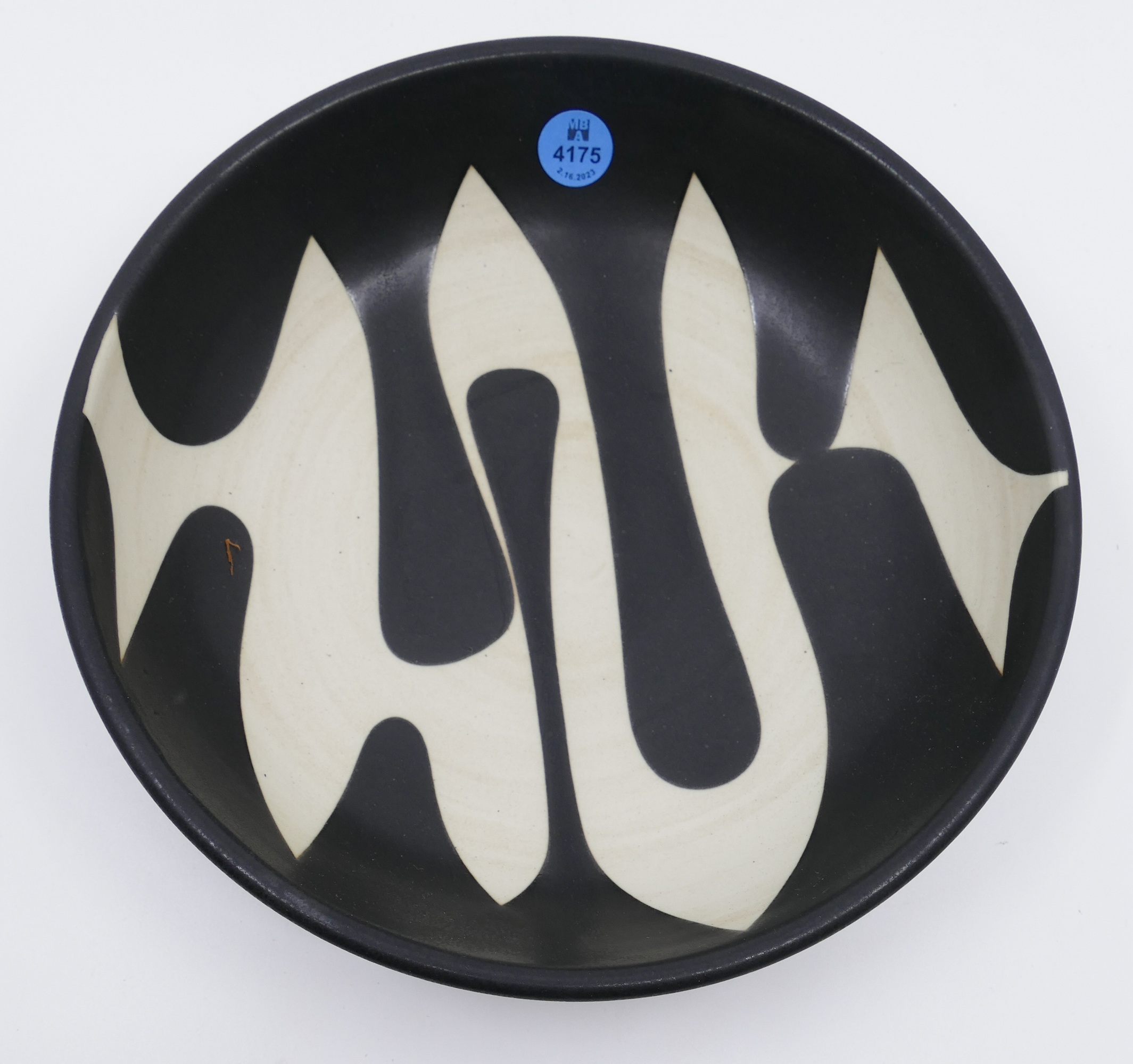 Sam Scott | Sam Scott Black & White Porcelain Shallow Bowl- 9'' | MutualArt