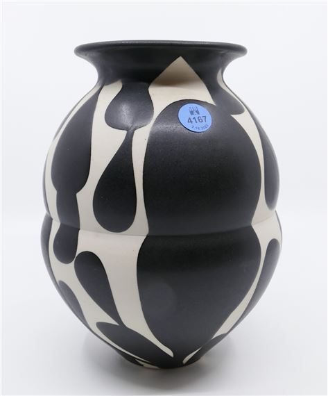 Sam Scott | Sam Scott Black & White Porcelain Vase- 8.5'' | MutualArt