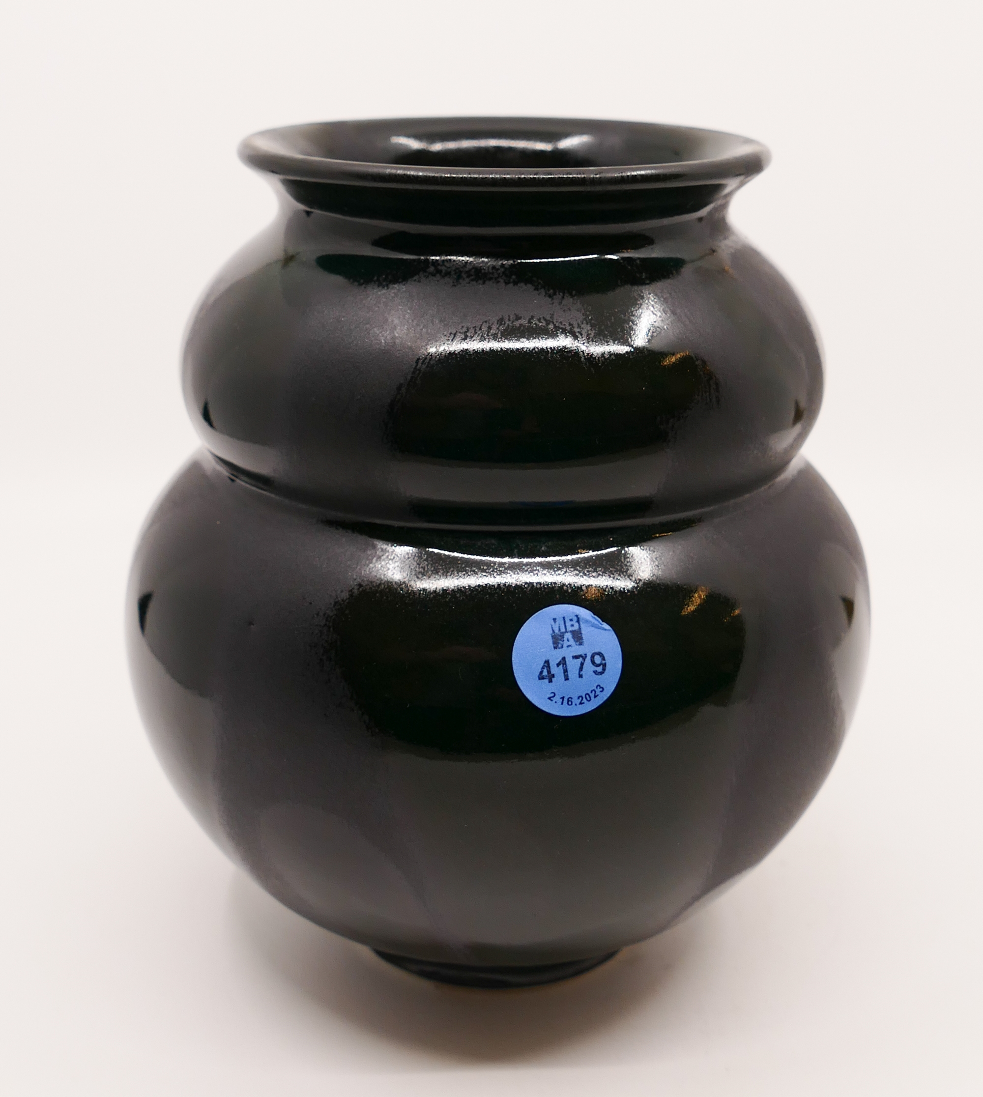 Sam Scott | Sam Scott Glossy Black Porcelain Vase- 7.25'' | MutualArt
