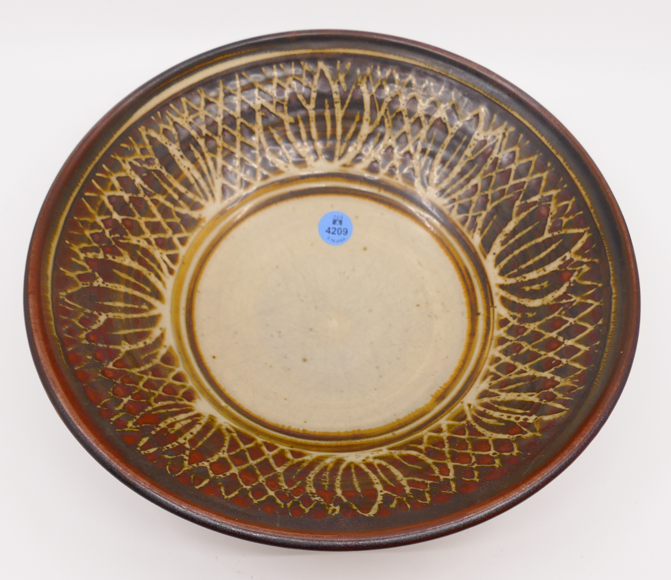 Mideke Louis | Louis Mideke Wax Resist Pottery Leaf Bowl 3.5''x11.5 ...