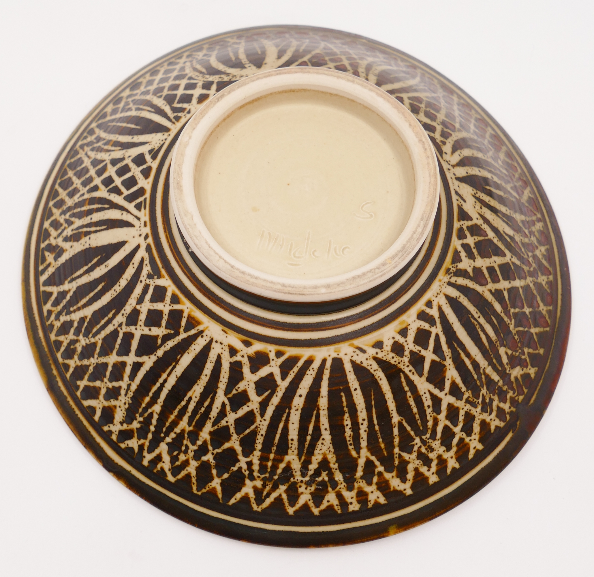 Louis Mideke | Louis Mideke Wax Resist Pottery Leaf Bowl 3.5''x11.5 ...