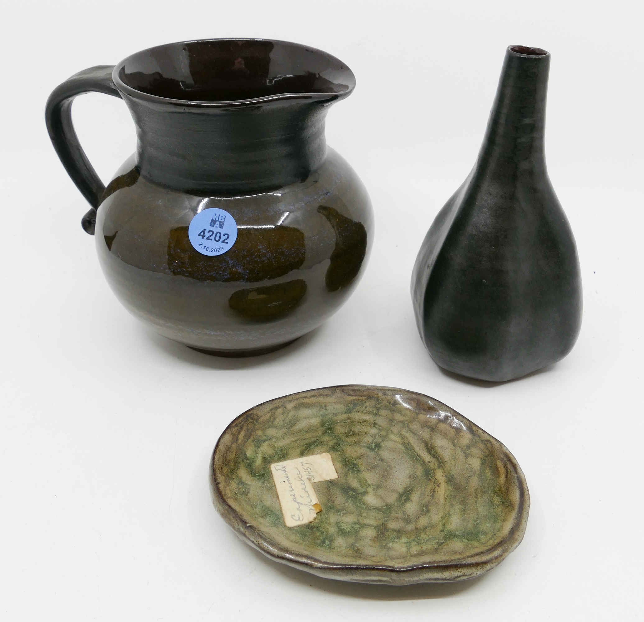 Louis Mideke | 3pc Early Louis Mideke Red Clay Pitcher, Vase and Dish 4 ...