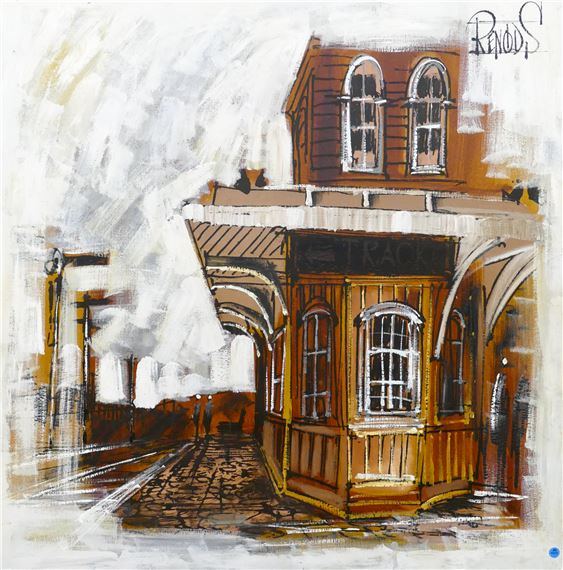 Lee Reynolds | Lee Reynolds ''Train Station'' Oil on Canvas Framed 41 ...