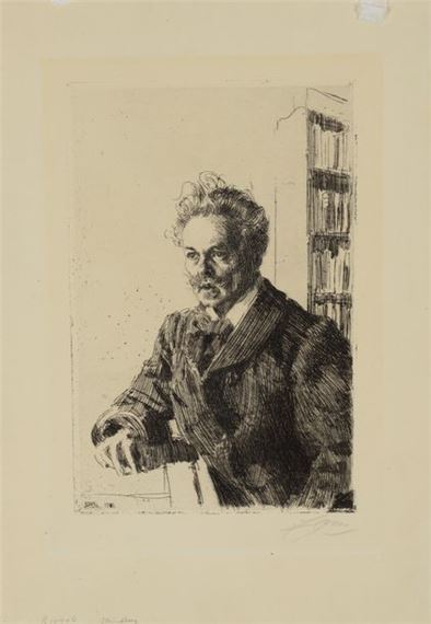 Anders Zorn | Portrait of August Strindberg (1910) | MutualArt