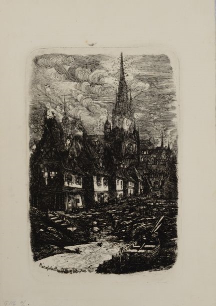 Rodolphe Bresdin | The fishing port with the pointed bell tower (1865 ...