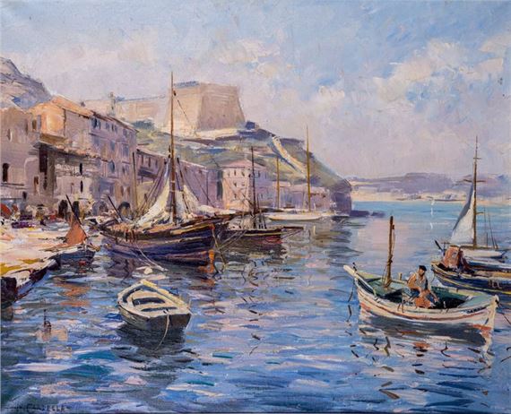 Tony Cardella | Bateau à quai devant Bonifacio | MutualArt
