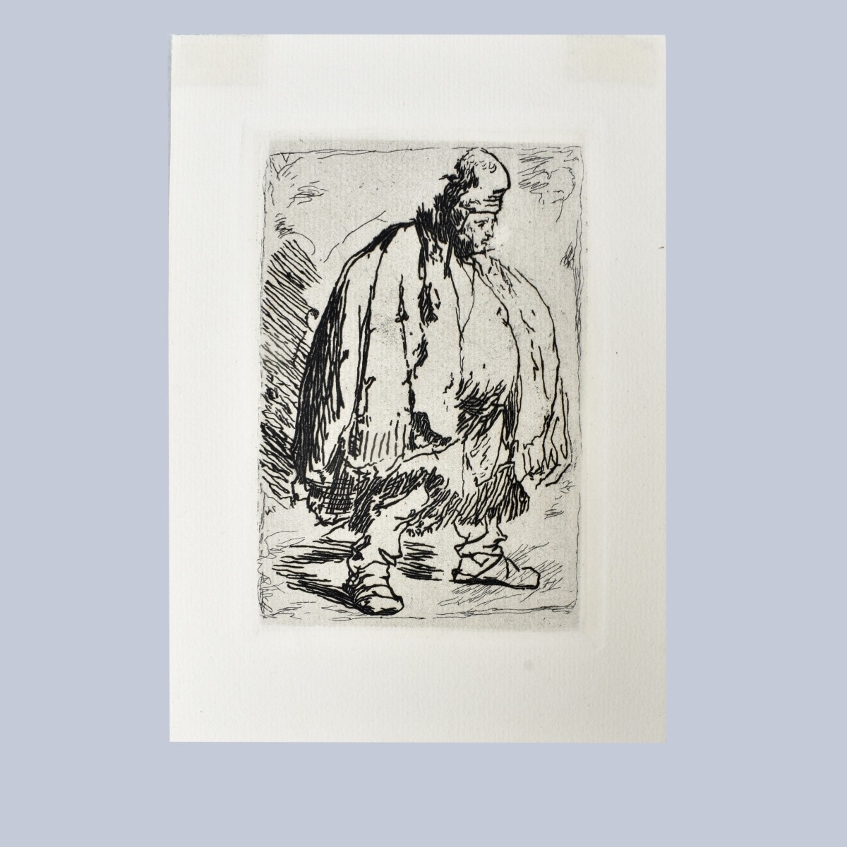 Rembrandt van Rijn | Etching Stout Man in Large Cloak | MutualArt