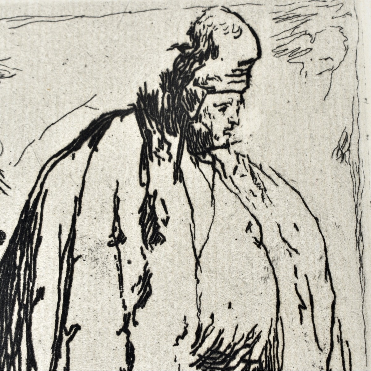 Rembrandt van Rijn | Etching Stout Man in Large Cloak | MutualArt