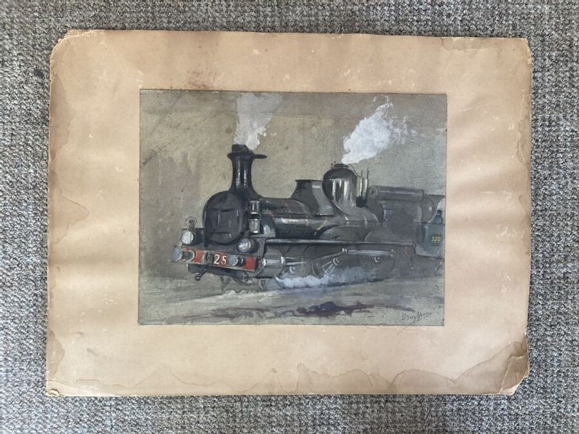 Louis Beysson | Steam locomotive Watercolor gouache (1880s) | MutualArt