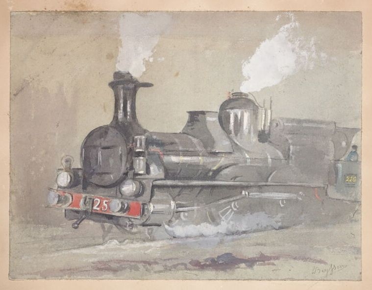 Louis Beysson | Steam locomotive Watercolor gouache (1880s) | MutualArt