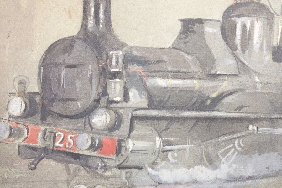 Louis Beysson | Steam locomotive Watercolor gouache (1880s) | MutualArt