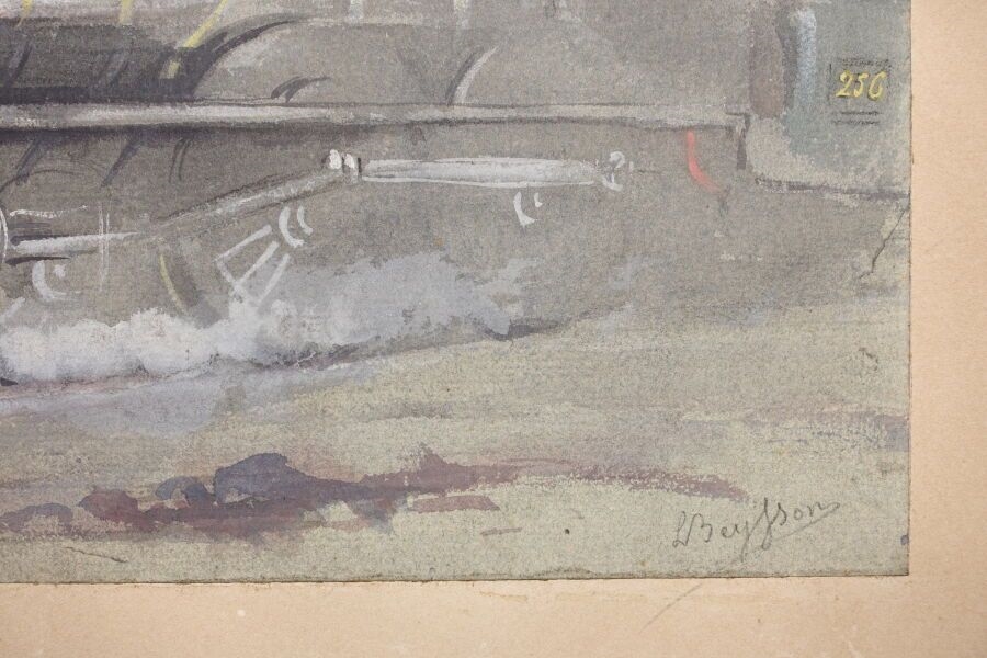 Louis Beysson | Steam locomotive Watercolor gouache (1880s) | MutualArt
