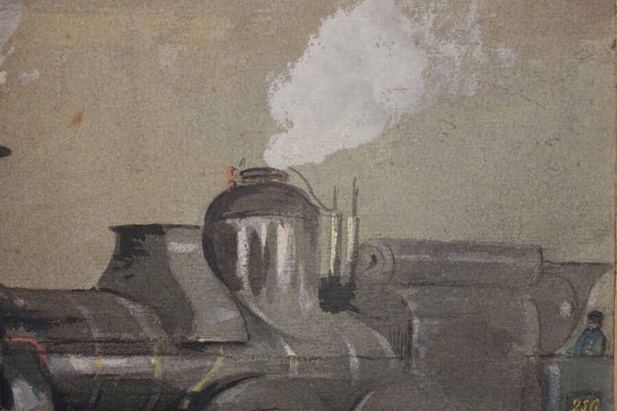 Louis Beysson | Steam locomotive Watercolor gouache (1880s) | MutualArt