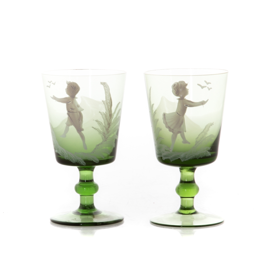 Gregory Green | 14 Mary Gregory green glass articles | MutualArt