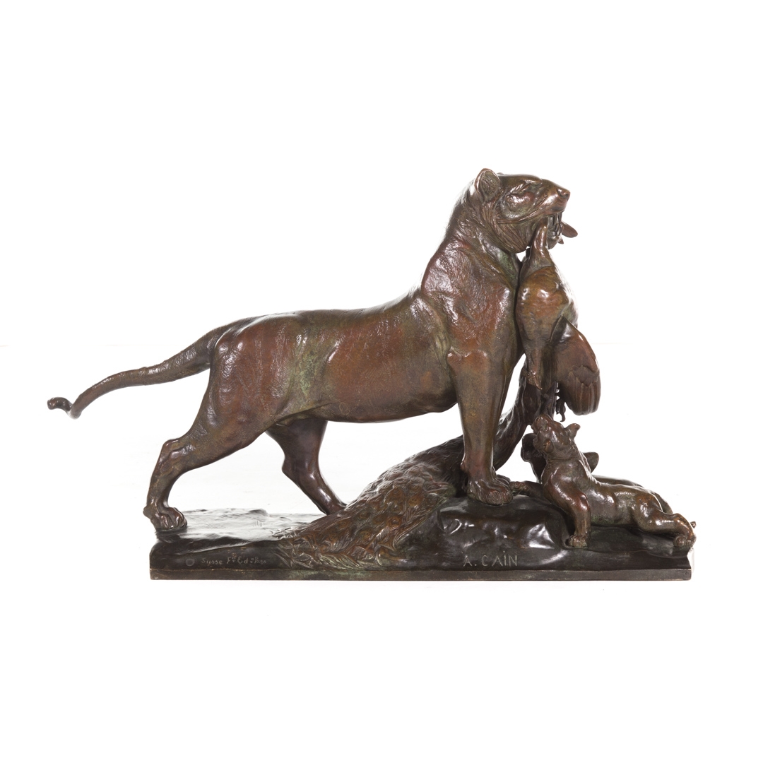 Auguste Nicholas Cain | Auguste Cain. Tiger Family bronze | MutualArt
