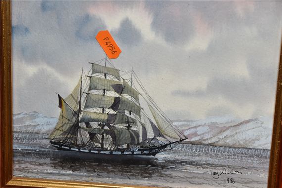 Tony Warren | TWO MARITIME THEMED WATERCOLOURS DEPICTING SHIPS UNDER ...