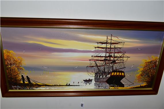 Gordon Allen | A NOSTALGIC SCENE DEPICTING A SQUARE RIGGED SHIP AT ...