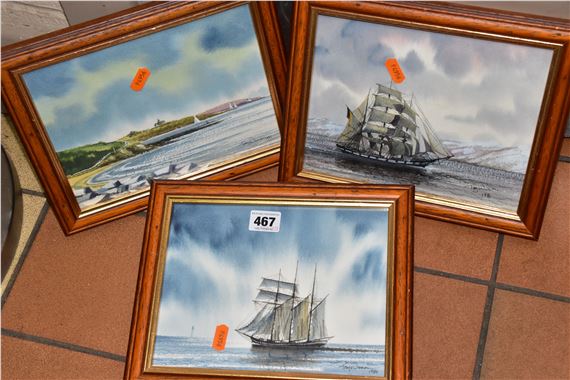 Tony Warren | TWO MARITIME THEMED WATERCOLOURS DEPICTING SHIPS UNDER ...