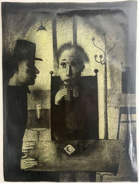 Claude Verlinde | Au bistrot / Fumeur de pipe (1955) | MutualArt