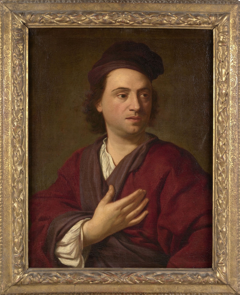 Nicolas Tournier | Portrait d'homme au drapé rouge | MutualArt