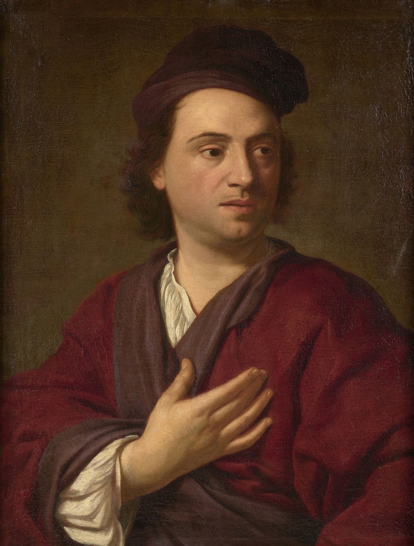 Nicolas Tournier | Portrait d'homme au drapé rouge | MutualArt