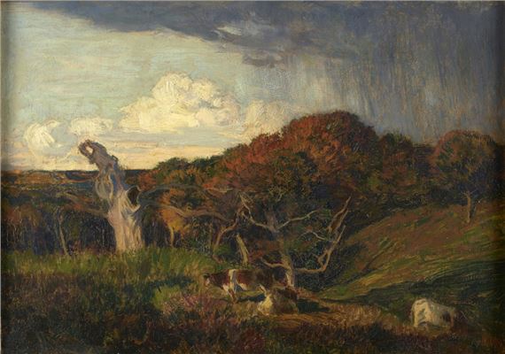 Marie Auguste Emile René Menard | L'arrivée de l'orage dans un paysage ...
