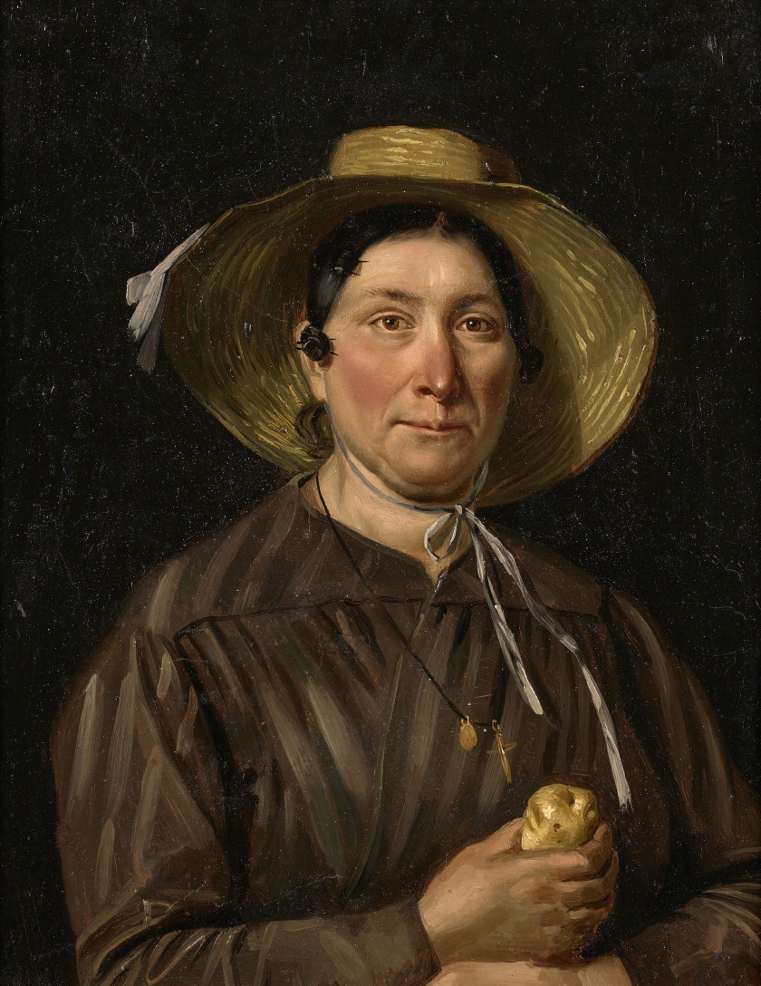 Jean- Jacques François Monanteuil | Portrait de femme au chapeau de ...