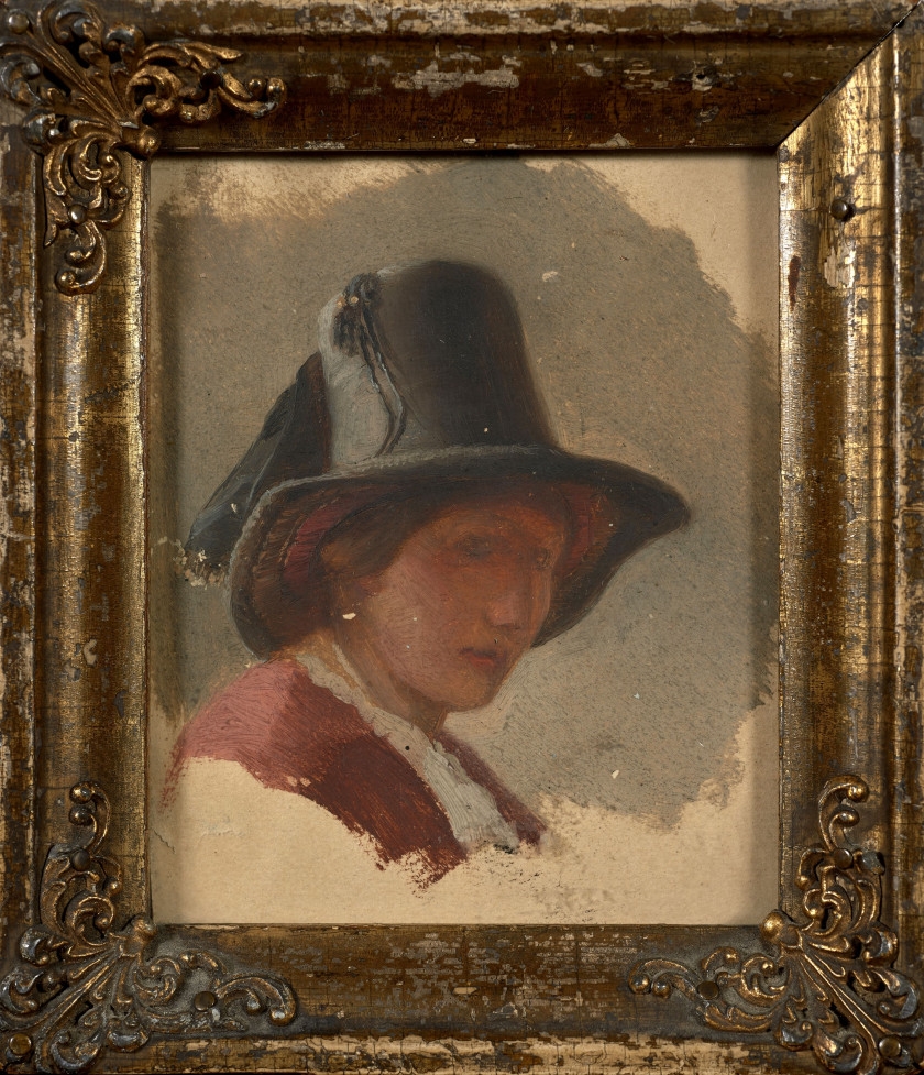 European School, 19th Century | Etude de femme coiffée d'un chapeau ...