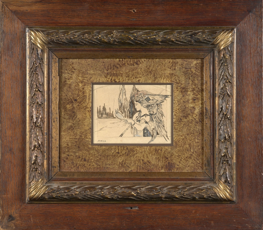 Gustave Adolphe Mossa | Jeune femme au miroir et au papillon | MutualArt