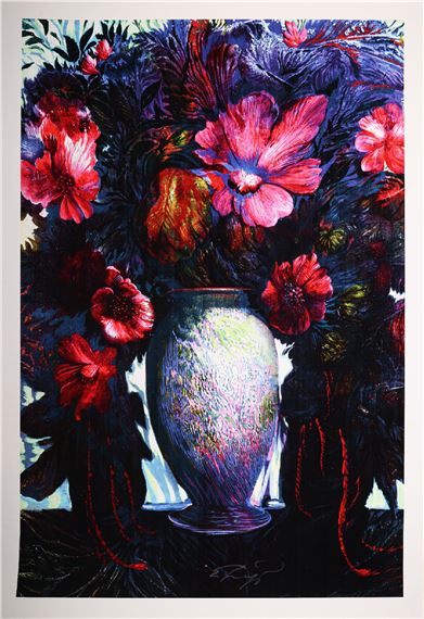 Ernst Fuchs | Big blue flower bouquet (2012) | MutualArt