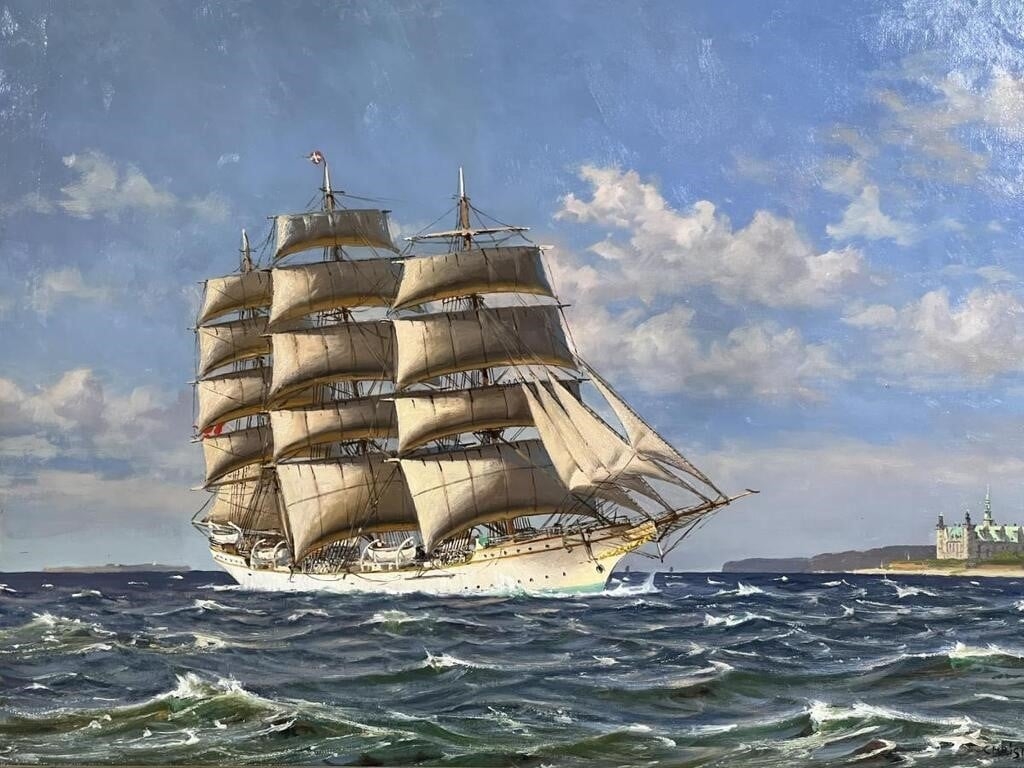 Christian Bogø | SHIP PAINTING BY CHRISTIA N BOGO OIL ON CANVAS Height ...