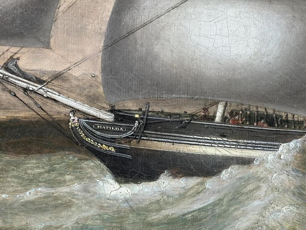 James Fulton Pringle | SHIP MATILDA OFF SANDY HOOK SIGNED OIL ON CANVAS ...
