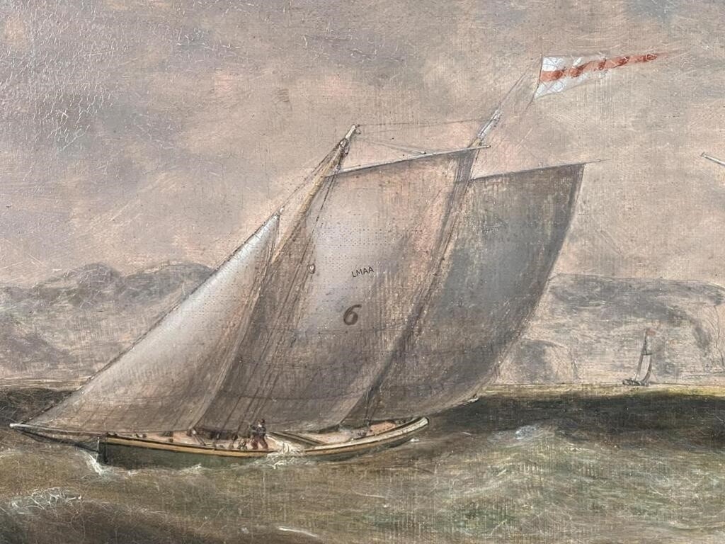 James Fulton Pringle | SHIP MATILDA OFF SANDY HOOK SIGNED OIL ON CANVAS ...