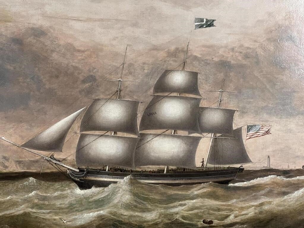 James Fulton Pringle | SHIP MATILDA OFF SANDY HOOK SIGNED OIL ON CANVAS ...