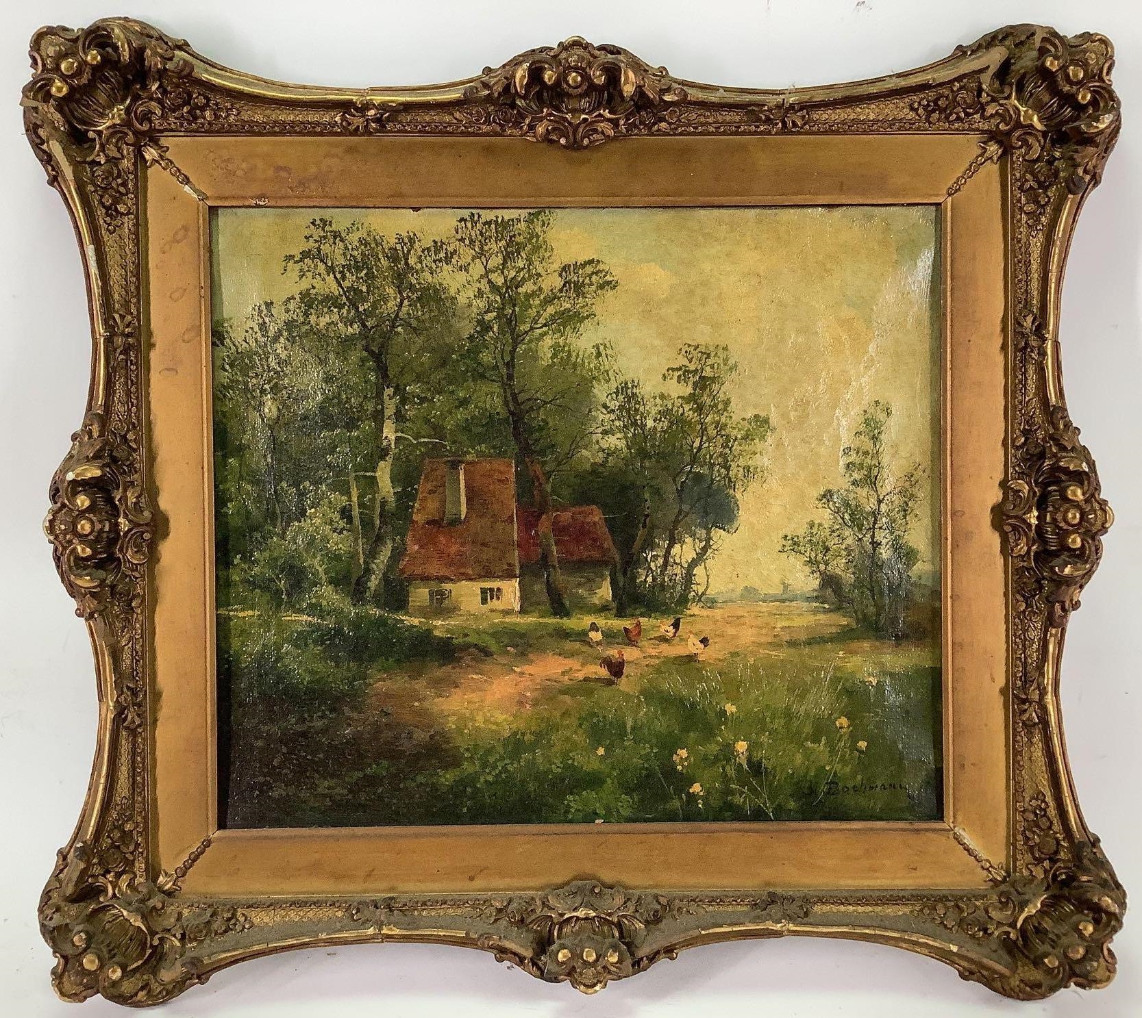 M. Bachmann | Small European cottage and chickens | MutualArt