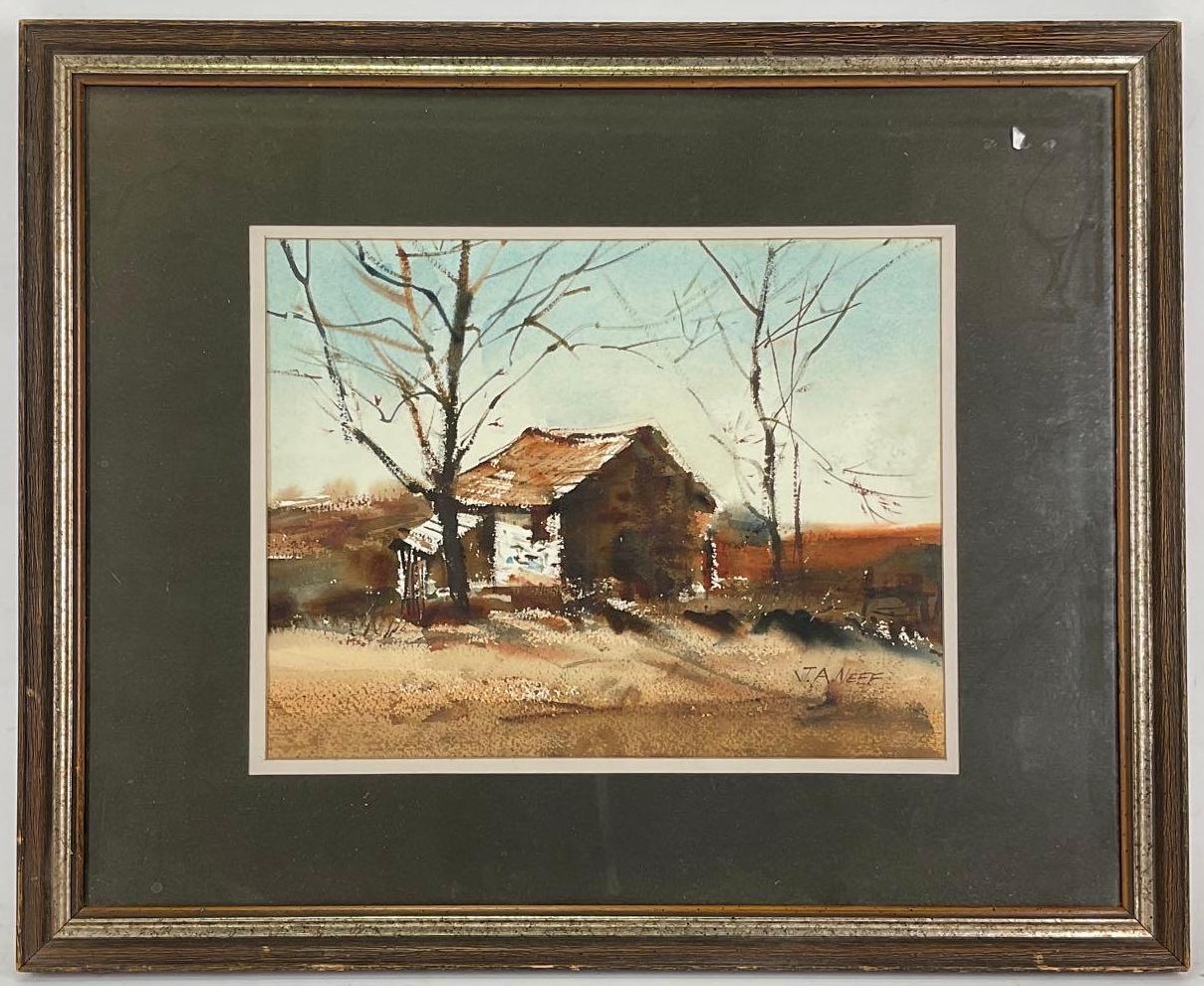 John Neff | Rural landscape with shack and bare trees | MutualArt