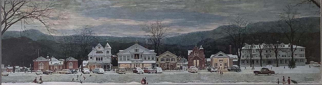 Norman Rockwell | Snowy small town landscape | MutualArt