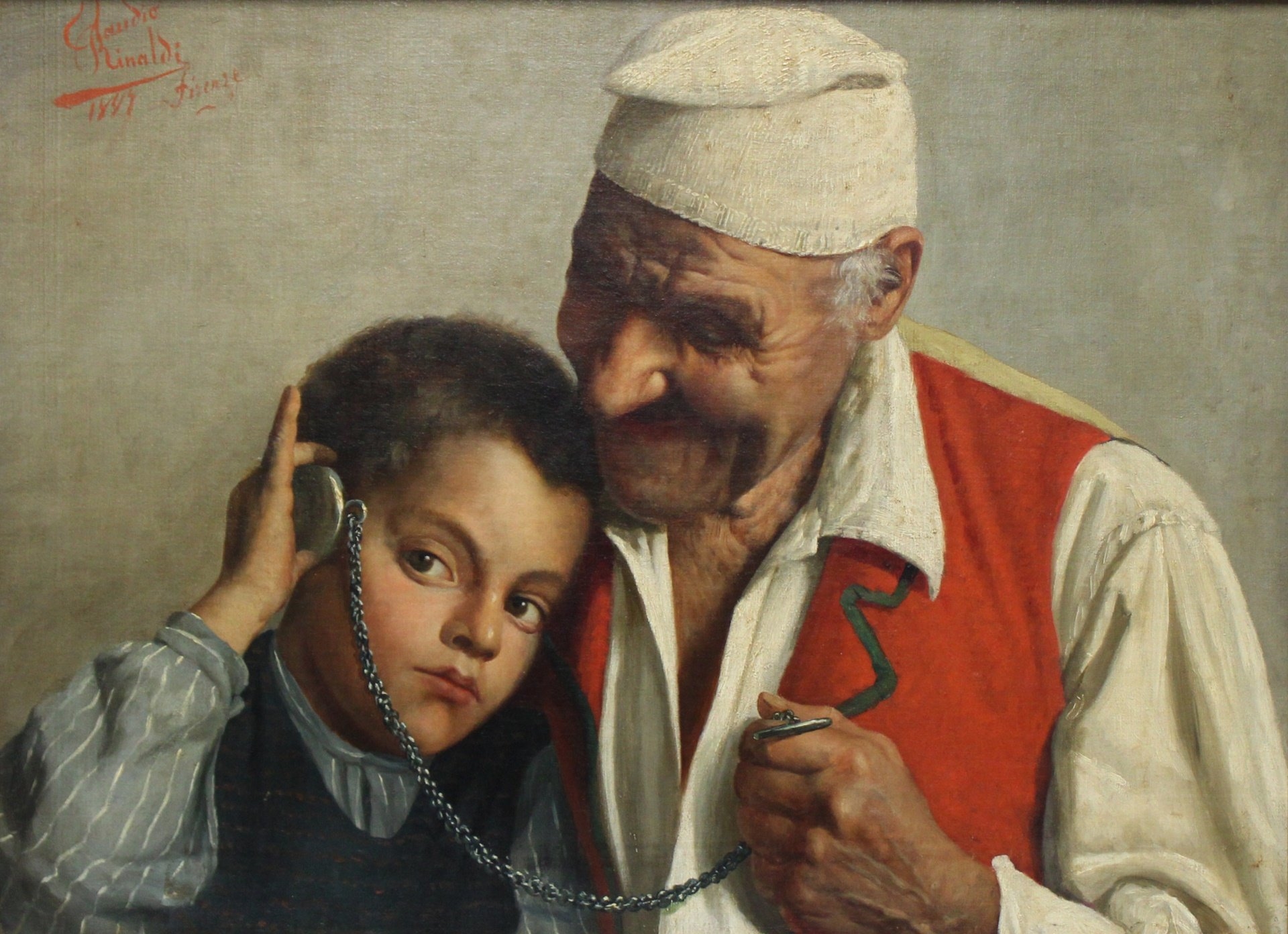 Claudio Rinaldi | Portrait of an Old Man and Boy (1897) | MutualArt
