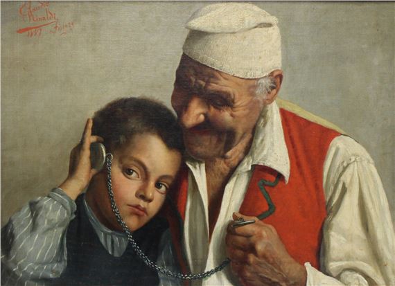 Claudio Rinaldi | Portrait of an Old Man and Boy (1897) | MutualArt