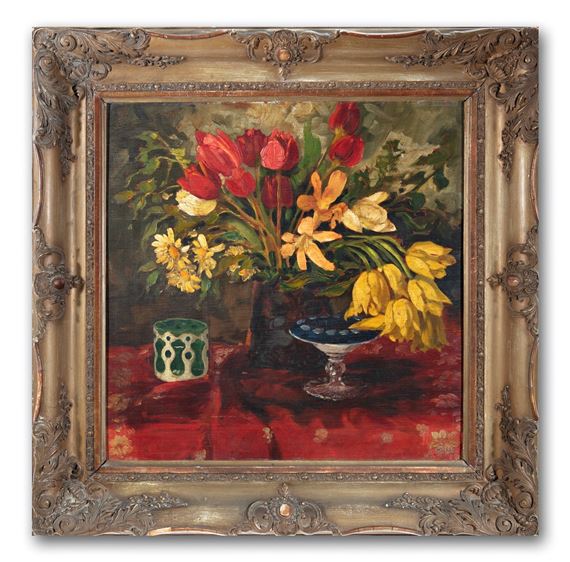 Viktor Rolín | Zátiší s kyticí a sklenicí | MutualArt