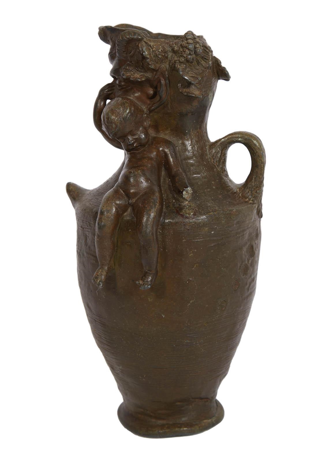 Hans Stoltenberg Lerche | Vase en bronze à décor de silène et putto ...