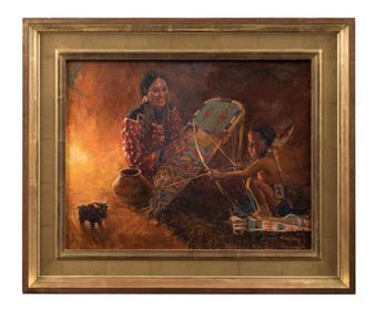 Loren Entz | Indian with Headdress | MutualArt