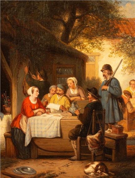 Henri Joseph Gommarus Carpentero | Figures Outside A Tavern | MutualArt