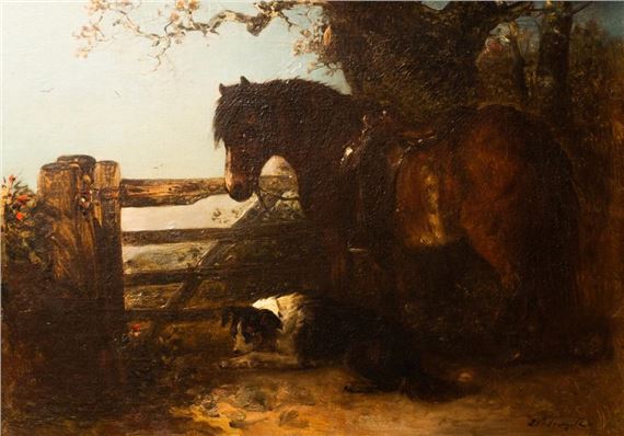 Edward Robert Smythe | Pony and Collie by a Gate | MutualArt