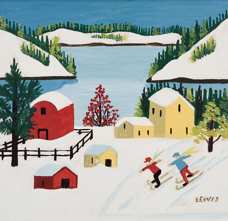 Maud Lewis | Skiing at Sandy Cove | MutualArt