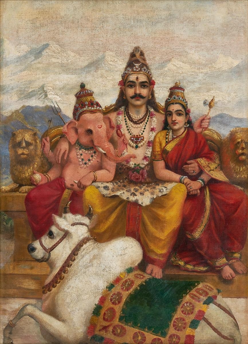 Raja Ravi Varma | Lord Shiva and Family (1903) | MutualArt